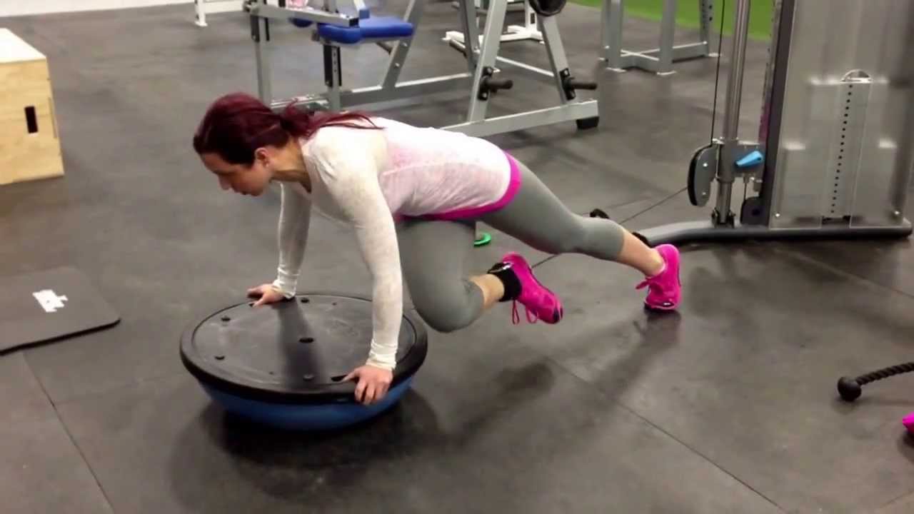 Cross body cable knee drive with a bosu! Abs on fire! - YouTube