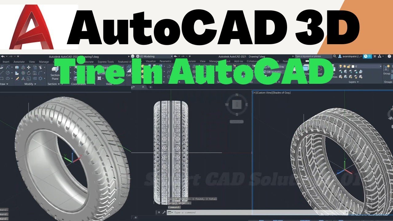 How To Make Tire In Autocad //Tire designe in autocad 3d modling #tires ...