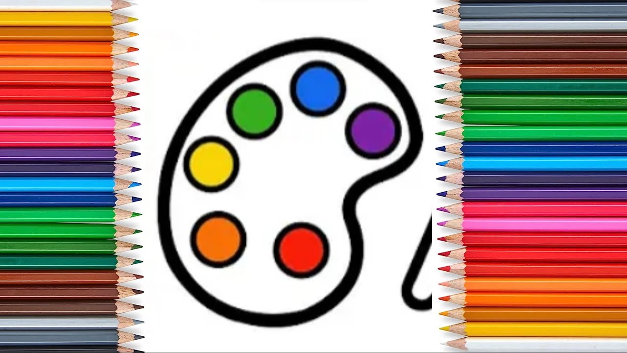 How to draw and color beautiful color palate, easy drawing for toddlers ...