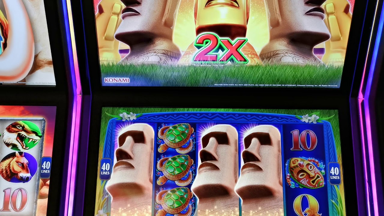 Great Moai slot machine bonus feature on minimum bet pays over 100X ...