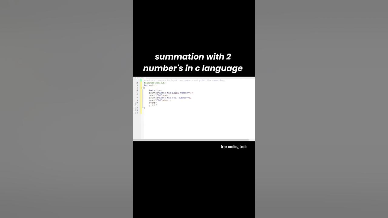 C Language Summation With 2 Number S Cforbeginners Clanguage Programminglanguage
