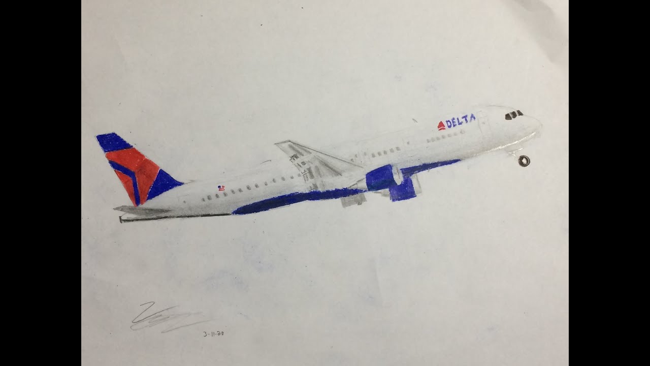 Delta Airlines 757 | Timelapse Drawing - YouTube