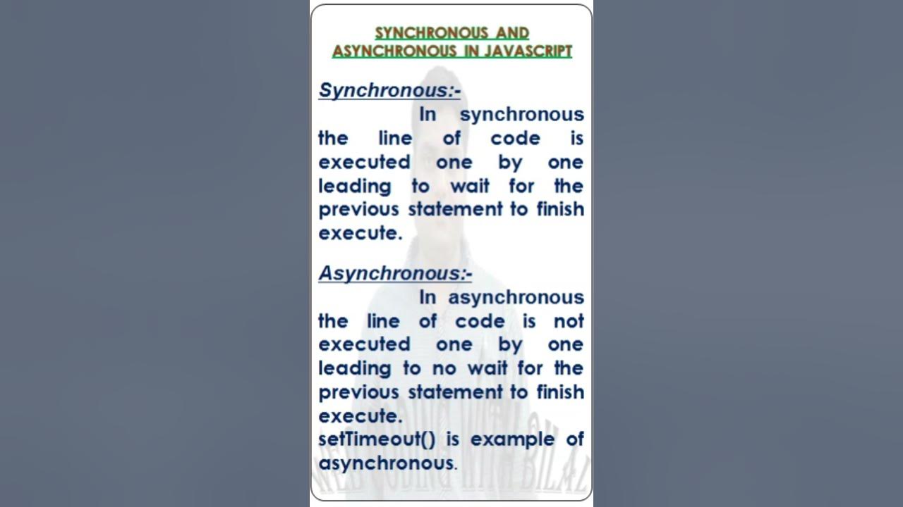 Synchronous And Asynchronous In Javascript In Urdu Hindi Web Coding With Bilal Youtube