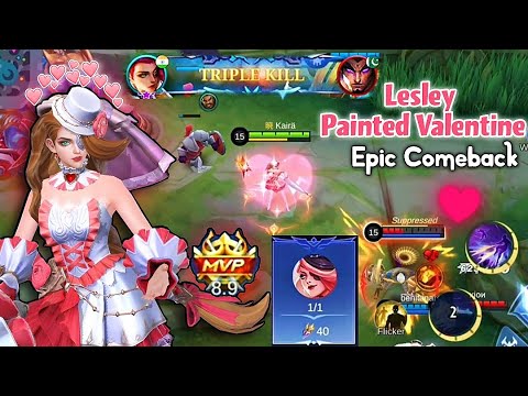 LESLEY PAINTED VALENTINE SKIN MVP GAMEPLAY!💖SO CUTE BUT DEADLY!🎀😈Romantic Love💕🌸🥰 - YouTube