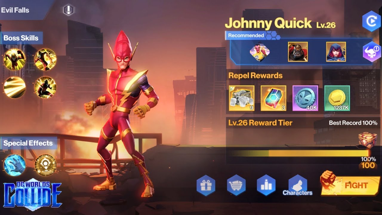 Best Team for Johnny Quick in Evil Falls - Beating lvl 26 - DC Worlds ...