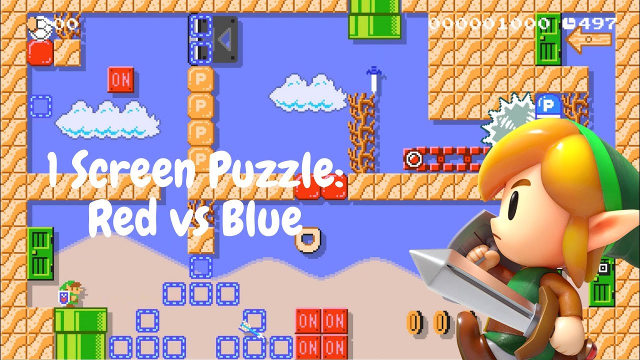 1 Screen Puzzle: Red vs Blue (Mario Maker 2) by Joachimhal - YouTube