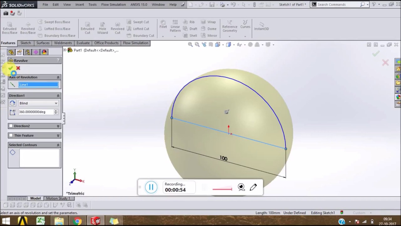 Solidworks Tutorial : How to create a sphere / ball in Solidworks (3D ...