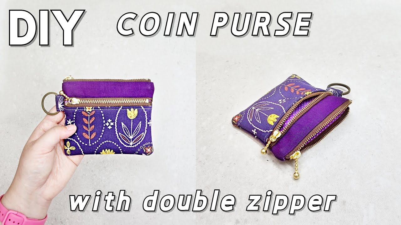 [DIY] Zipper Coin Purse 💜 Easy and quick Sewing | How to make a Double ...