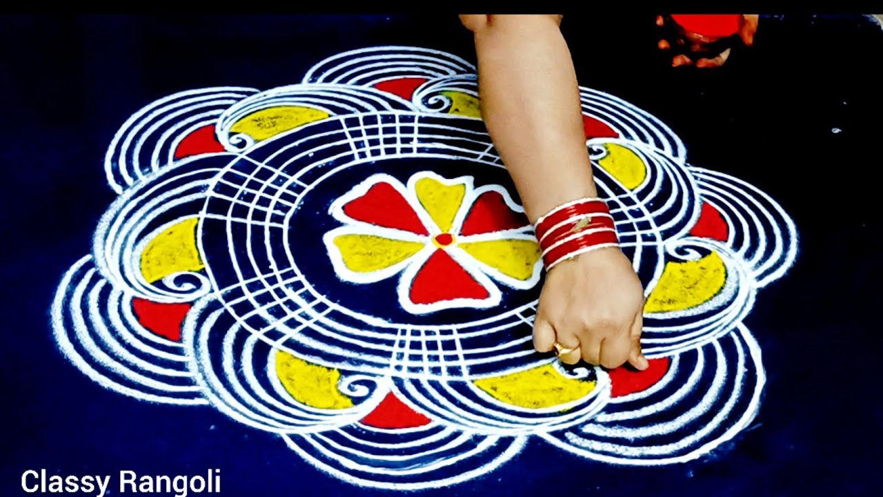 Most vibrant Friday Rangoli design / Festival Rangoli design /Classy ...