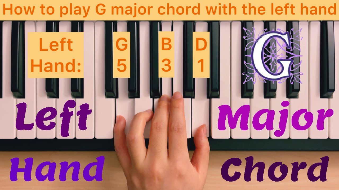 Piano Lesson 111: How to play G major chord with the left hand step by ...