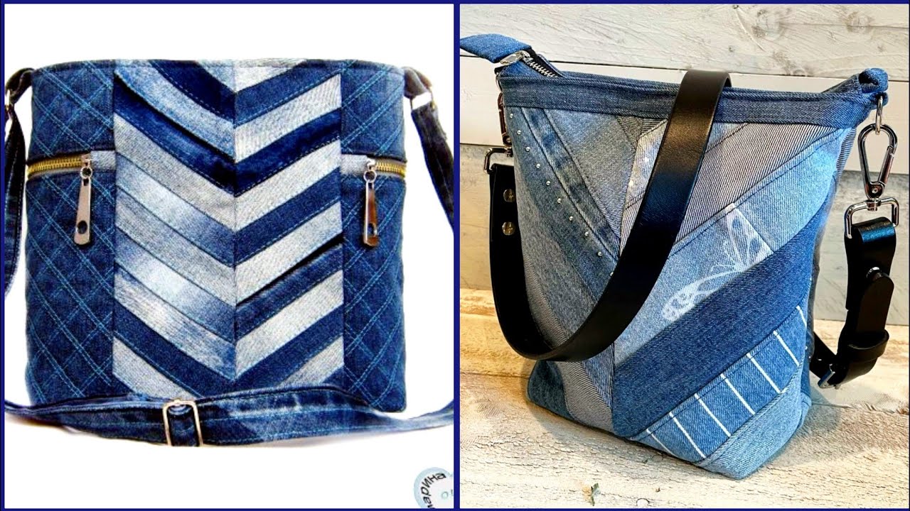 Most Beautiful Denim Patchwork upcycling Totebags ideas2024 - YouTube