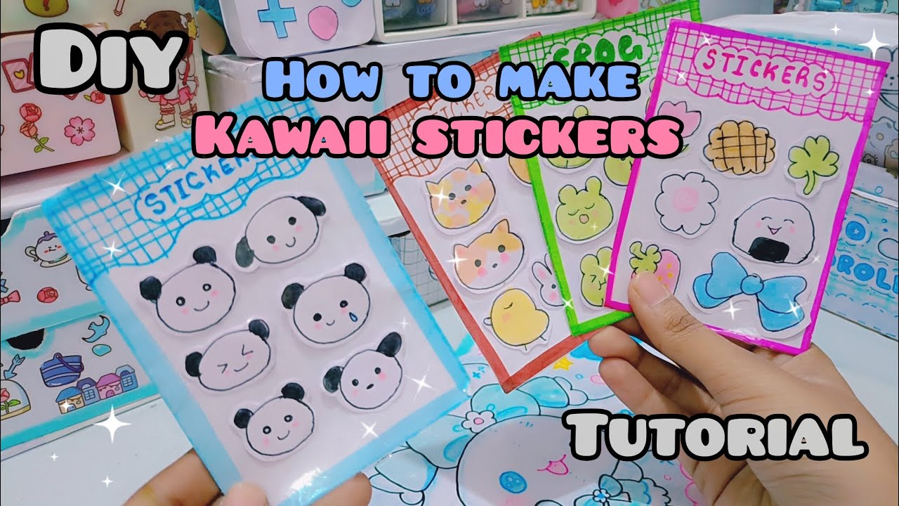 Diy kawaii stickers ☁️🪐| how to make kawai stickers🩵 #sticker # ...