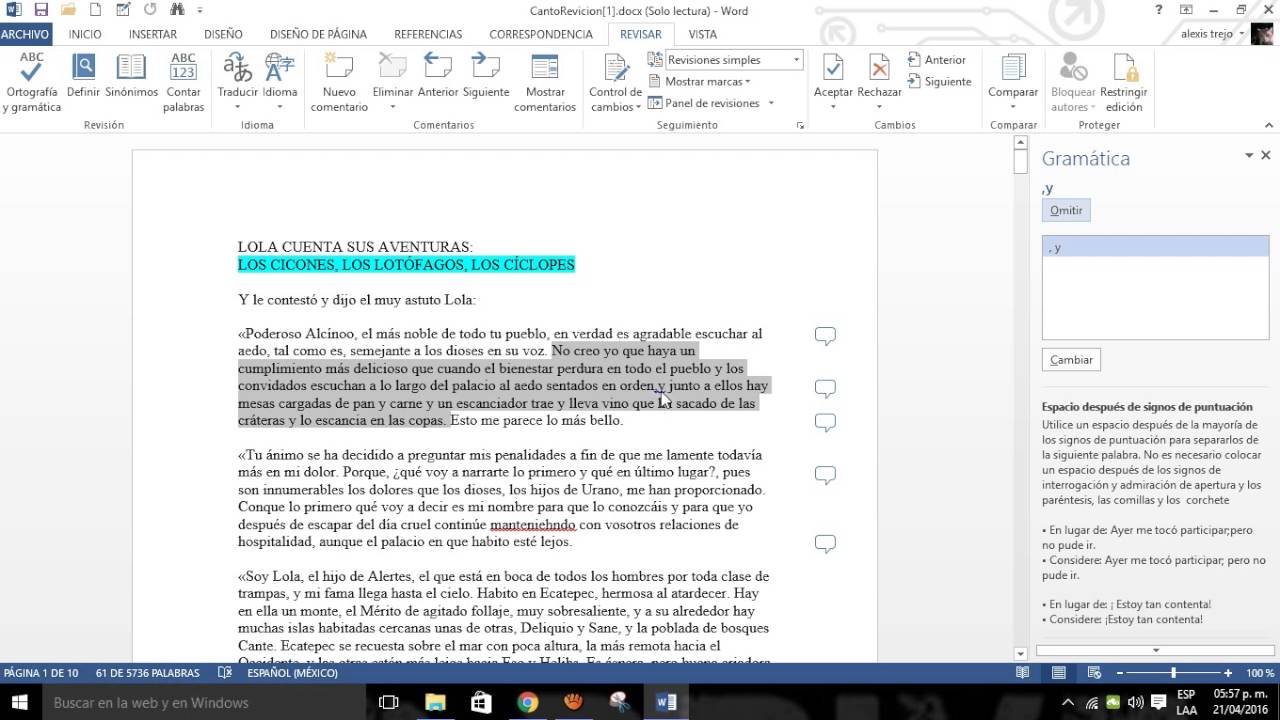 Herramienta Ortografia En Word 2013 Youtube