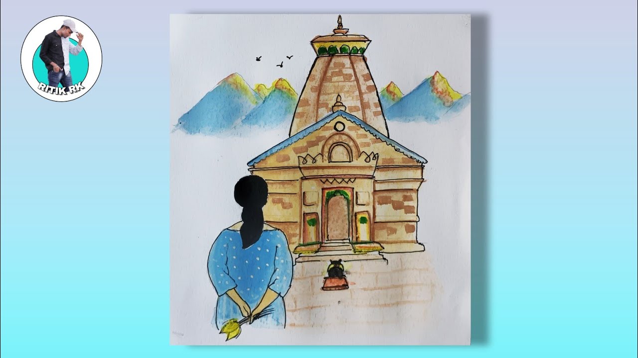 🙏😊 Kedarnath Temple Drawing Tutorial | kedarnath painting #kedarnath # ...