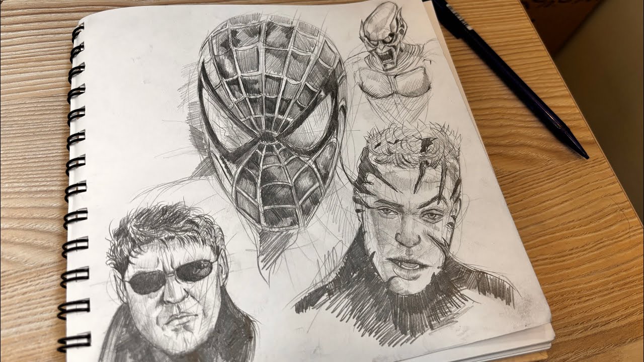 Easy fast sketch Spider man trilogy #spiderman - YouTube