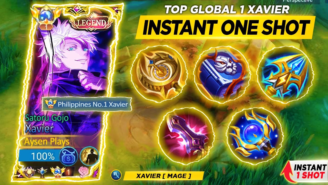 WTF ONE SHOT BUILD! XAVIER GLOBAL TRICK TO 1 HIT META HERO! 😱 ...