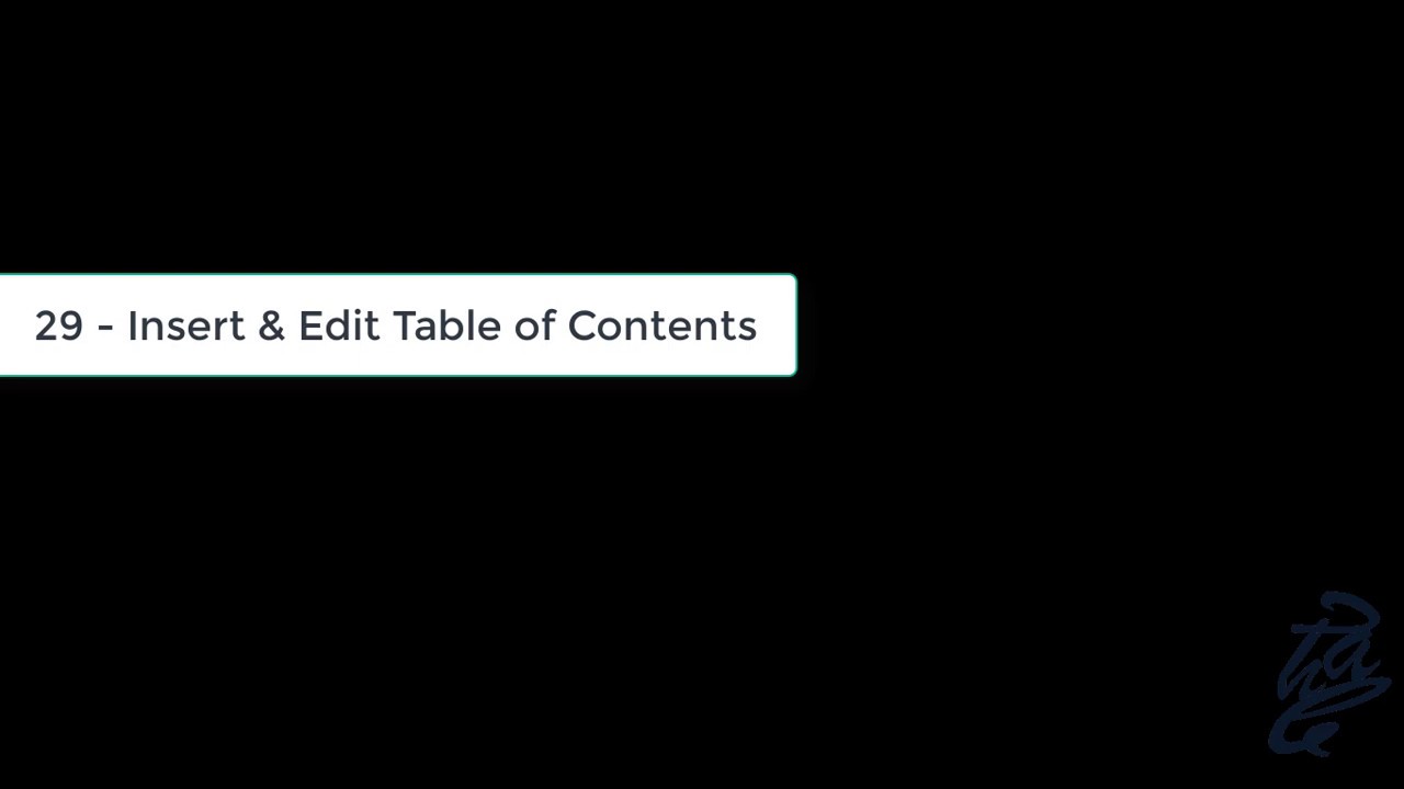 IACS100: 29 - Insert and Edit Table of Contents (Arabic) - YouTube