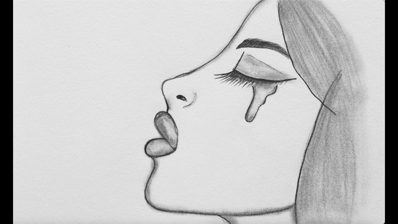 How to draw a girl's sad face / girl drawing / pencil drawing / step by ...