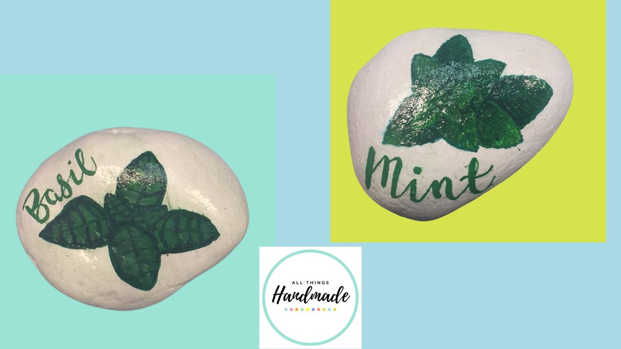 DIY HERB GARDEN - Painted rock herb garden plant markers - YouTube