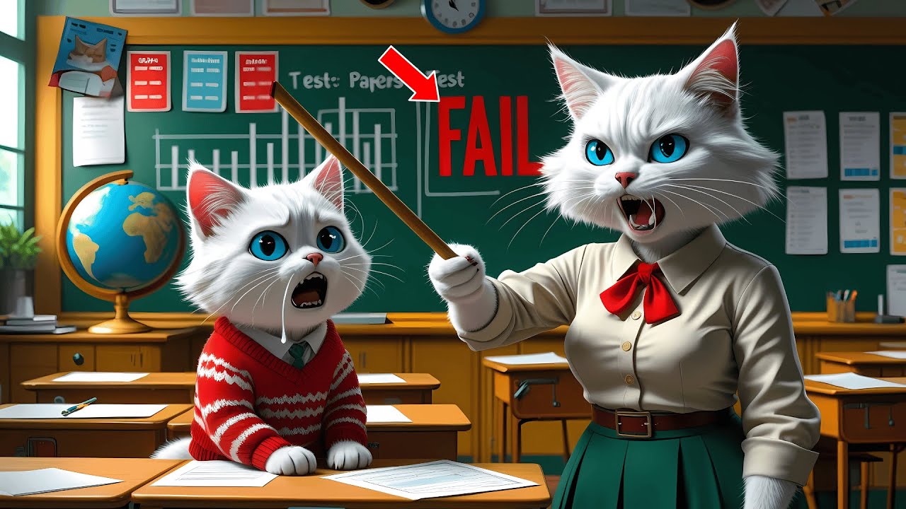 cute kitten abused by teacher at school Treated unfair #ai #aimeowtale ...