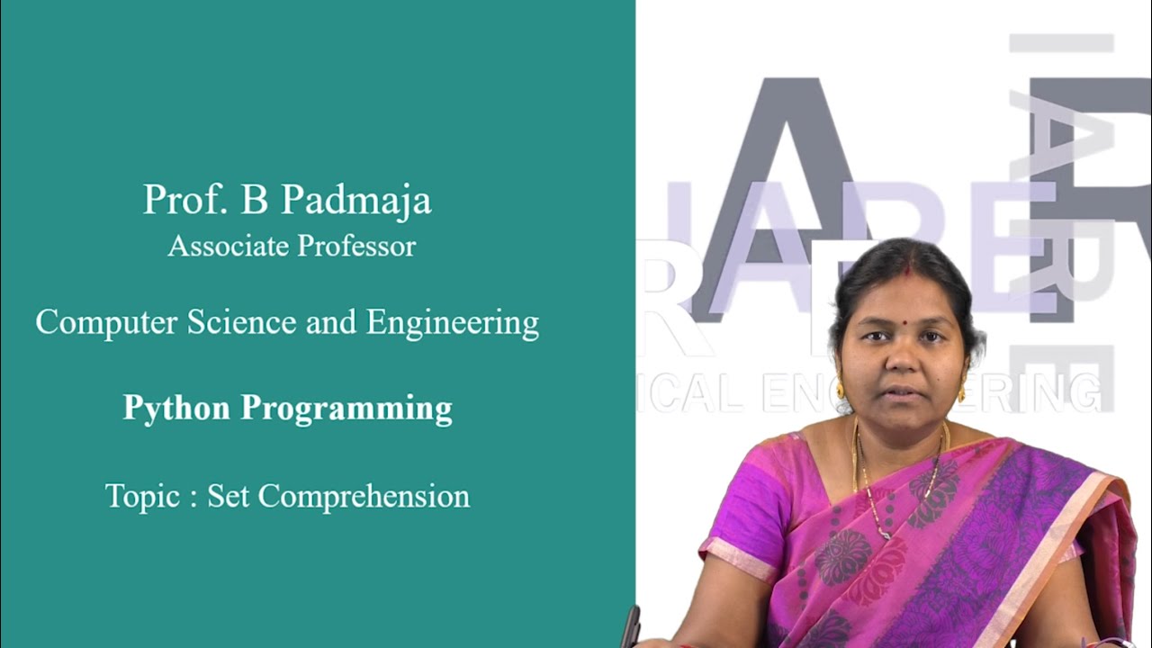 Set Comprehension Python Programming By Prof B Padmaja Youtube