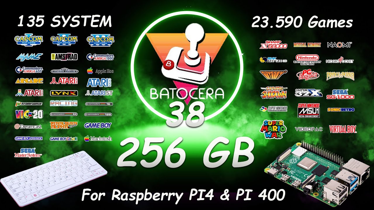 Batocera 38 256 Gb for Raspberry Pi 4 & Pi 400 with 135 Emulated ...