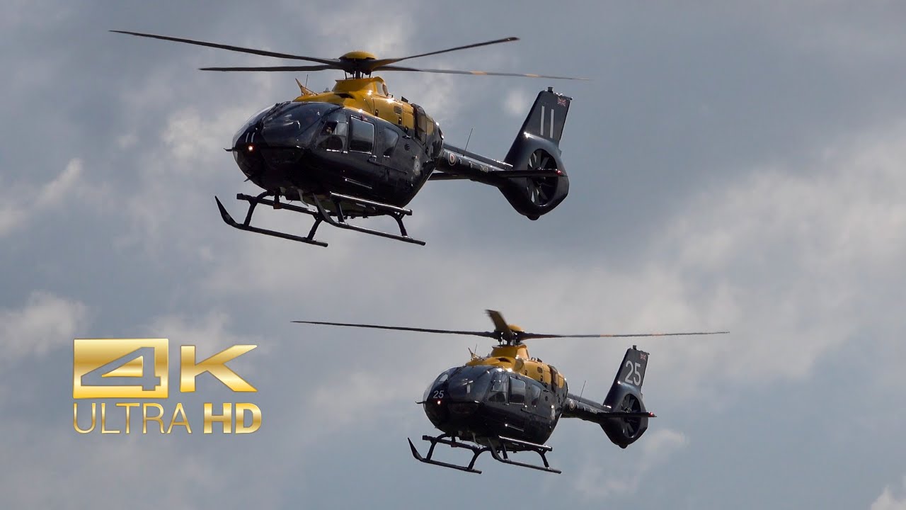 (4K) Airbus Helicopters 2x Juno HT1 & Jupiter HT1 Royal Air Force ...