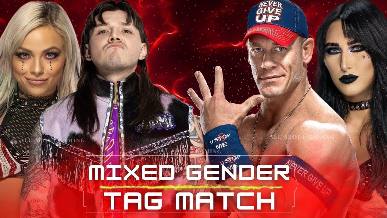 WWE 2K24 - Mixed Gender Tag Match - John Cena + Rhea Ripley VS Dominik ...