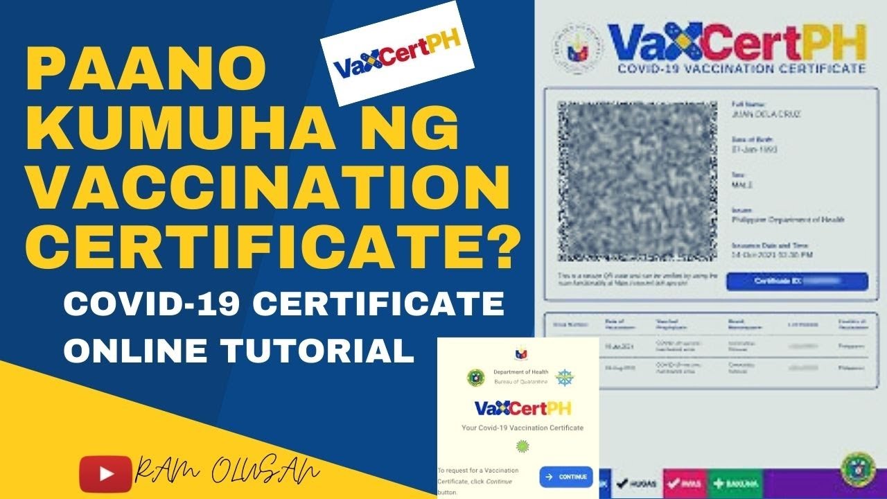 Paano Kumuha ng VAXCERT PH COVID-19 Vaccination Certificate | RAM ...