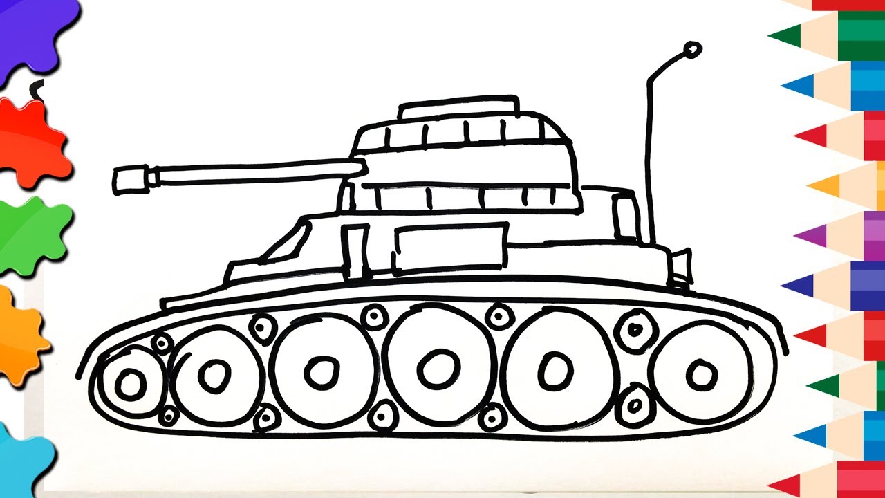How To Draw Tank. Drawing and Coloring Tank. Drawing for Kids - YouTube