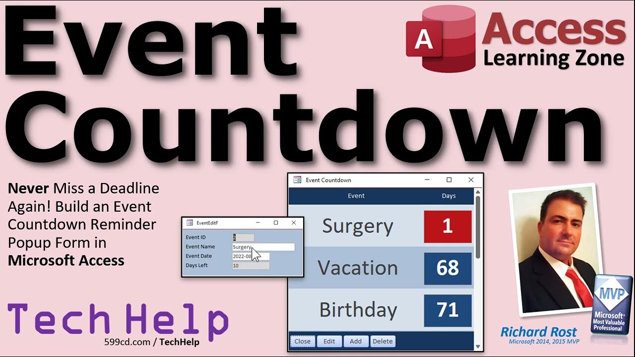 Build an Event Countdown Reminder Popup Form in Microsoft Access - YouTube