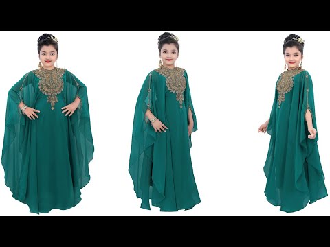 2022 Kids Girl's Farasha Muslim Kaftan Islamic Child Hijab Burquas Arab Maxi Dress Must See!