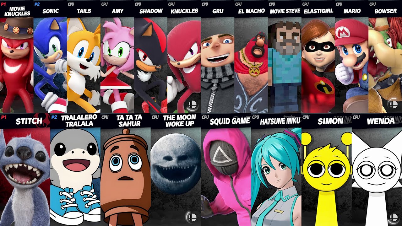 Sonic vs Mario vs Yoshi vs Italian Brainrot vs Squid Game Stitch vs ...
