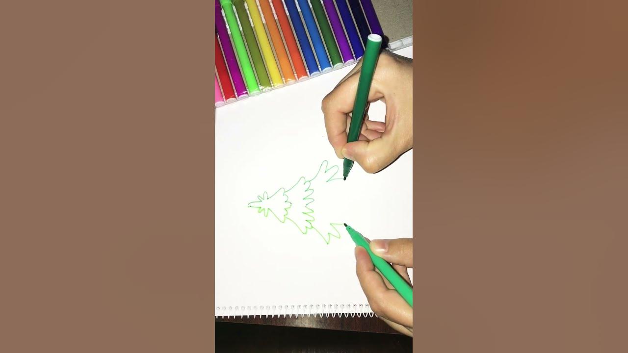 Як швидко намалювати ялинку обома руками разом швидке малювання How To
