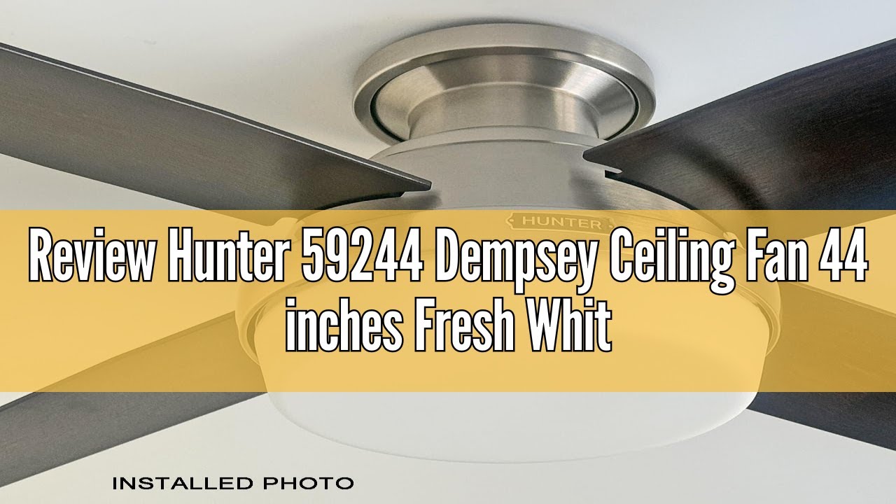 Review Hunter 59244 Dempsey Ceiling Fan 44 inches Fresh White - YouTube