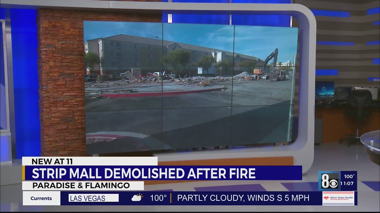 Strip Mall demolished after fire - YouTube