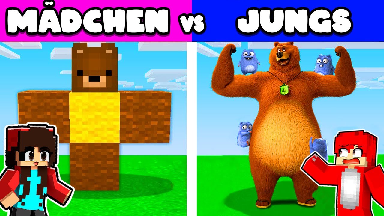 MÄDCHEN vs JUNGS: GRIZZY BAU CHALLENGE in Minecraft! - YouTube