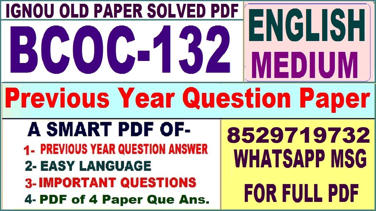 BCOC 132 Previous Year Question Paper Solved in English || bcoc 132 ...
