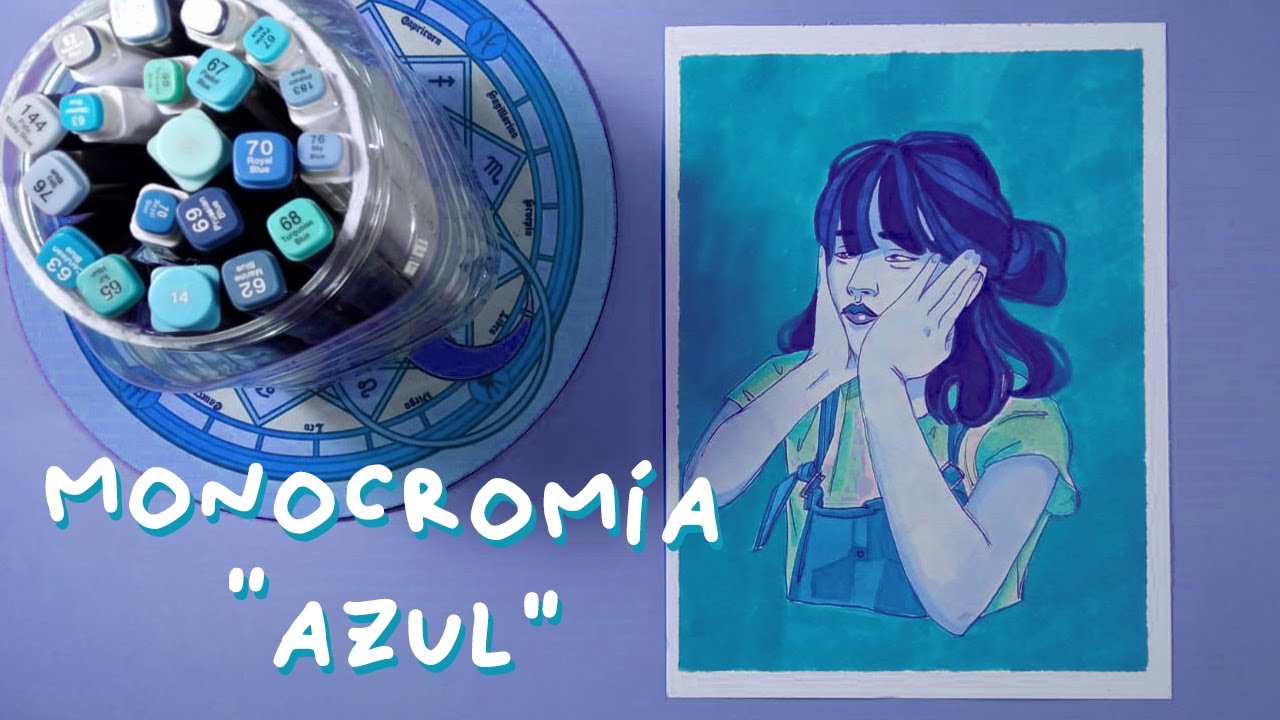 Pintando solo con AZUL 💙 | BLUE COLOR ART CHALLENGE 🎨 - YouTube