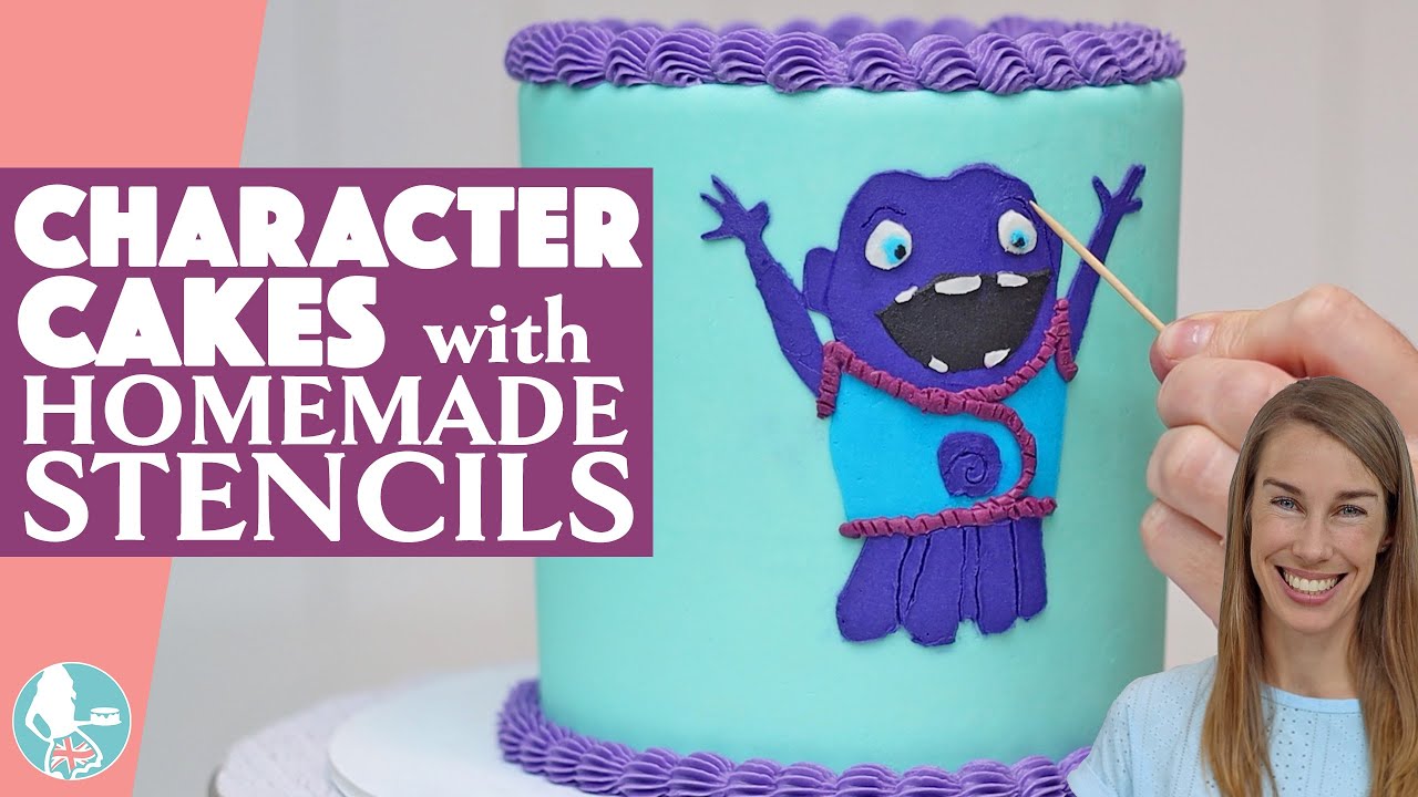 Make Character Cakes with Homemade Stencils - YouTube