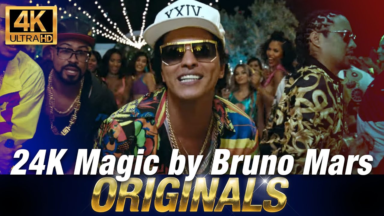 "Bruno Mars - 24K Magic (Lyric Video with Custom Audio Spectrum)" - YouTube