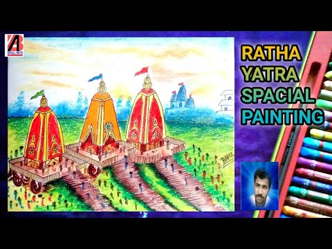 Ratha yatra spacial drawing....For beginners// oil pastel drawing ...