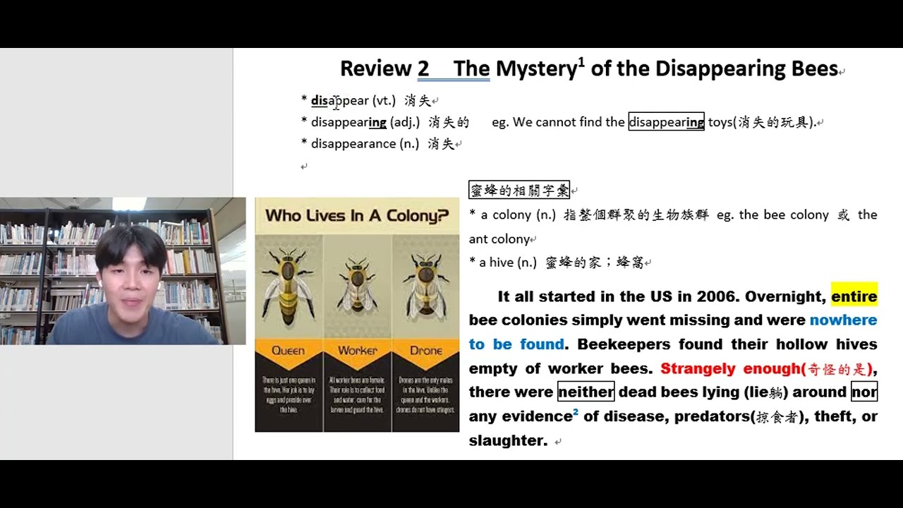 龍騰版B3 Review2 The Mystery of Disappearing Bees - YouTube