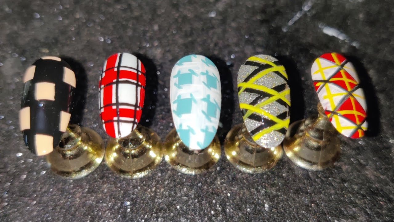 5 different types of checks nailart design ft nail art amanda - YouTube