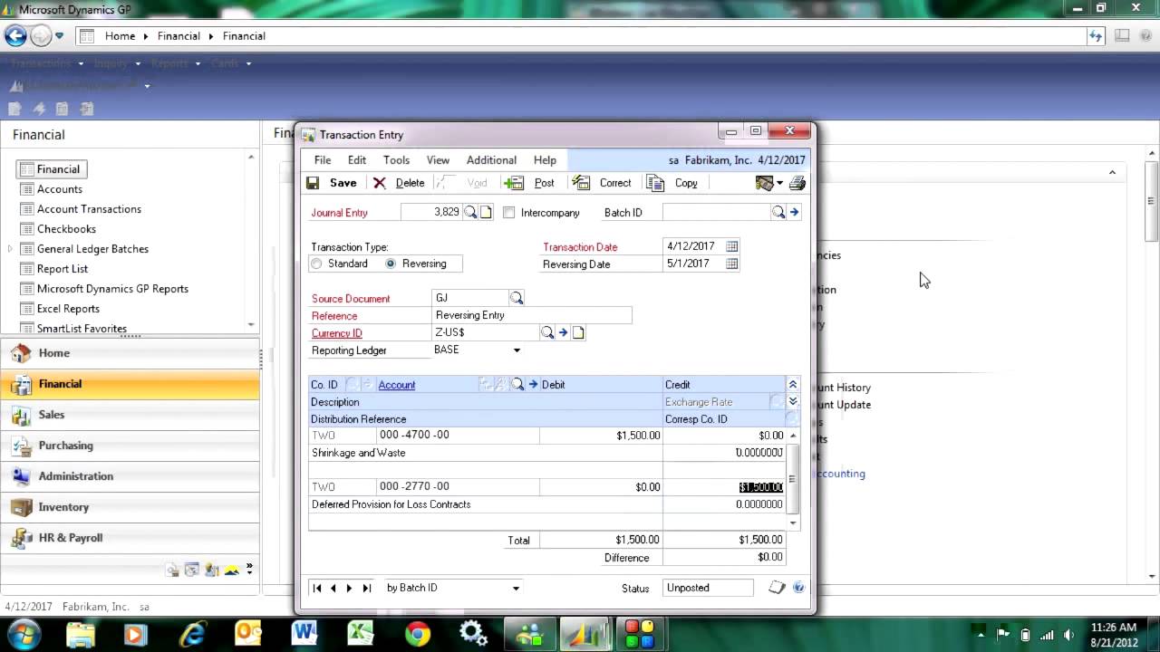 Reversing Transactions in Dynamics GP - YouTube