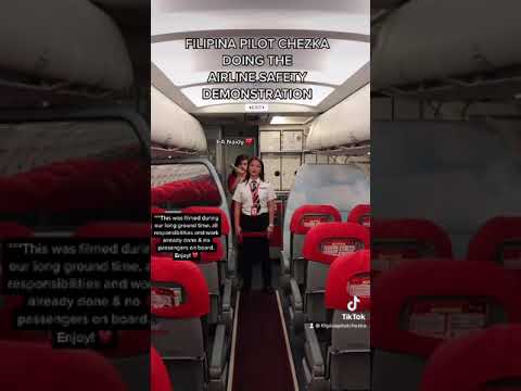 FILIPINA PILOT CHEZKA DOING AIRCRAFT SAFETY DEMO