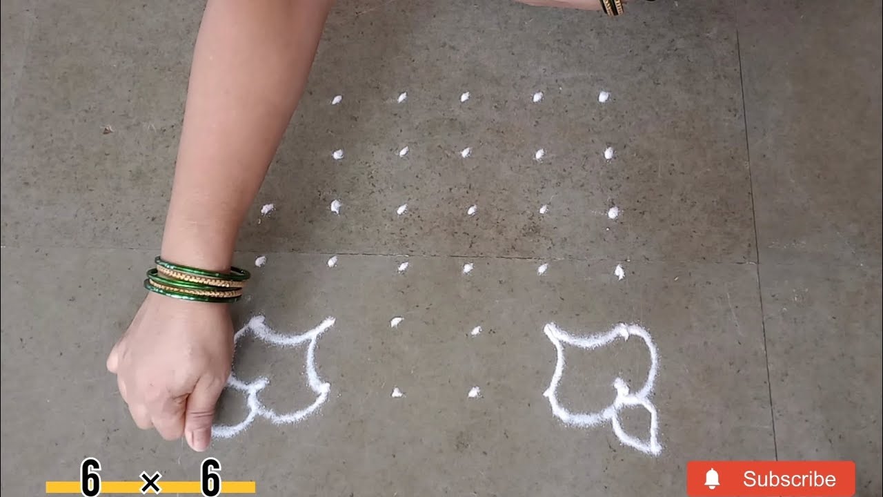 simple 6×6 dots rangoli || Daily rangoli design - YouTube