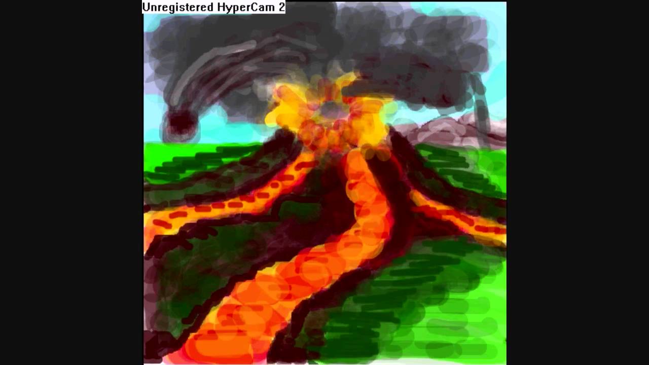 13 - Collaborative Drawings Online by Kids - "Volcano and Landscape ...