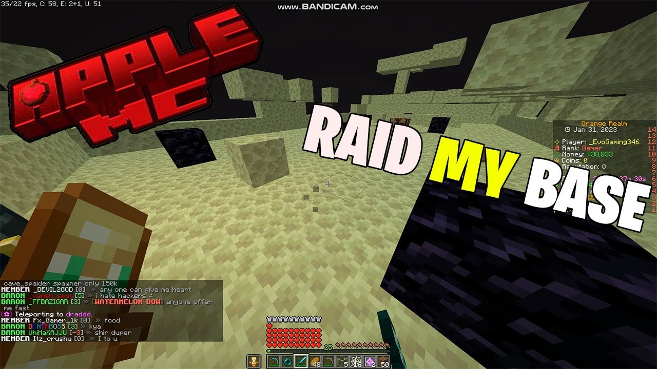 RAID MY BASE IN APPLE MC SERVER - ORANGE REALM - #Minecraft#Applemc# ...