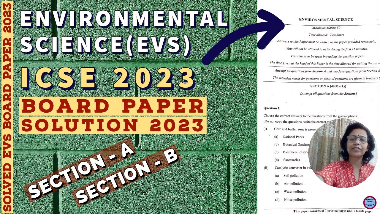 SOLVED BOARD PAPER EVS ( 2023) ICSE CLASS10 ENVIRONMENTAL SCIENCE # ...